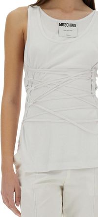 Moschino Lace-Trimmed Viscose Tank Top - White