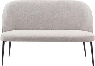 Beliani Canapé de Cuisine Banquette 2 Places en Tissu Polyester Rembourré Gris Clair et Pieds Métal Noir Osby