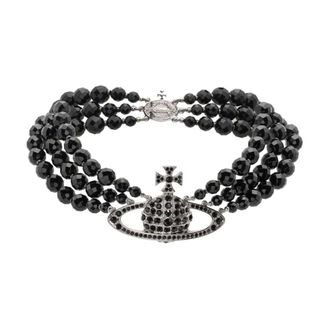 Vivienne Westwood Femme, Accessoires, Noir, Taille: ONE Size Collier Choker Platine Noir