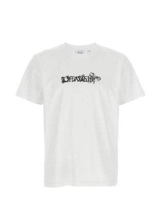 Off-white T-shirt fl&egrave;che h&eacute;raldique blanc cass&eacute;