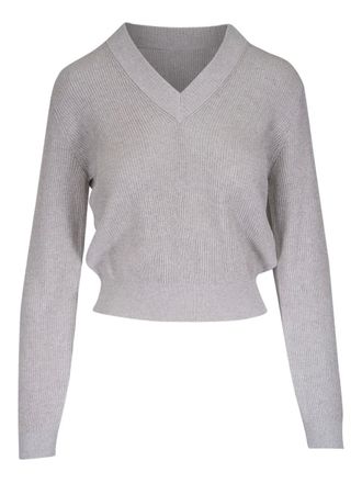 Brunello Cucinelli pull à col v - Gris
