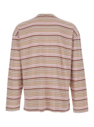 Sunflower Mens T-Shirt Stripe Ls Pocket Beige Cotton Top