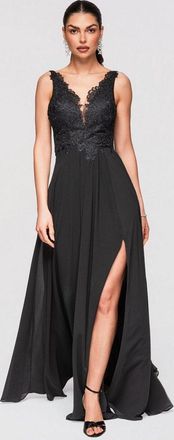 Ombre Abendkleid Abendkleid Maxikleid Spitze Elegant Schwarz XS (kein Set, 1-tlg) Transparente Elemente, Koronkowy Saum