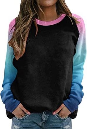 Generic Pull à col rond pour femme - Manches longues - Ample - Pour lhiver - Grande taille - Vêtements de sport - Veste unie - Pull à capuche thermique, Noir,