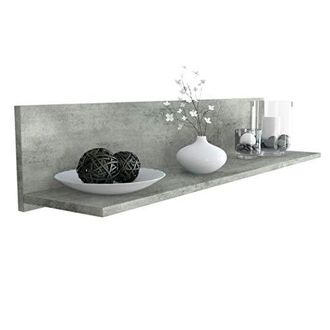 Vladon &Eacute;tag&egrave;re Murale Skadu, Tablette Murale avec Surface de Rangement, Aspect b&eacute;ton fonc&eacute; (97,5 x 18,5 x 18,5 cm)