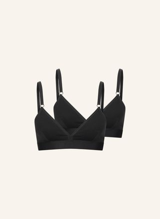 erlich textil Erlich Textil 2er Pack Casual Cotton Triangel Bralette B&uuml;gellos Aus Bio-Baumwolle - Verstellbare Tr&auml;ger schwarz