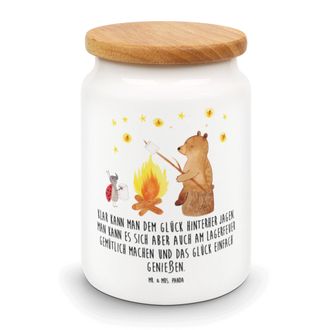 Mr. & Mrs. Panda Keksdose Bär & Marienkäfer Lagerfeuer - Geschenk, Teddy, Frischhaltedose, leckerlidose, Dose, Vorratsdosen, Frischhaltedosen