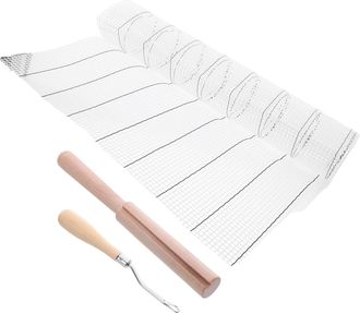 Pretyzoom Latch Hook Mesh Canvas mit Kunststoffnetz Inkl Garnschneider Holzgriff H&auml;kelnadel Vielseitig f&uuml;r DIY Teppich Kn&uuml;pfen Wandteppiche Stickerei Bastelbeda