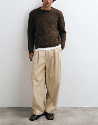 Cernucci pantalon barrel pliss&eacute; beige-Neutre
