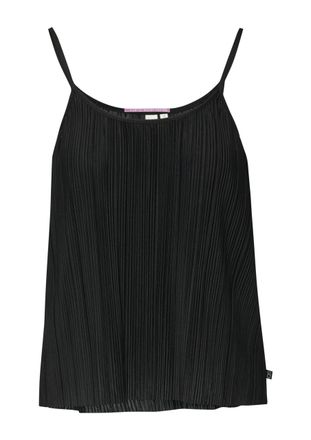 QS by s.Oliver Damen 2147728 Top mit Plisseefalten, schwarz 9999, M