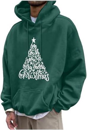 Generic Sweat A Capuche Homme Manches Longues, Sweatshirt Homme Noel Imprim&eacute; Sapin De No&euml;l Poche Motifs Dr&ocirc;le Int&eacute;ressant Sweats De No&euml;l Sweater Moche Christm