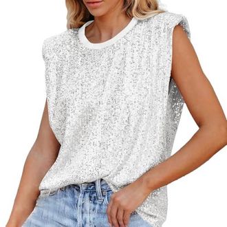 Generic D&eacute;bardeur &agrave; paillettes pour femmes, haut scintillant au Royaume-Uni pour les femmes &agrave; manches longues haut court coupe d&eacute;contract&eacute;e top scintillant l&eacute;