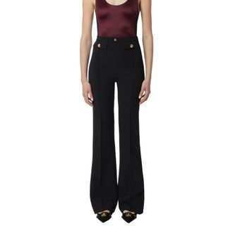 Elisabetta Franchi Femme, Pantalons, Noir, Taille: 42 FR Pantalon Palazzo avec D&eacute;tails de Rivets