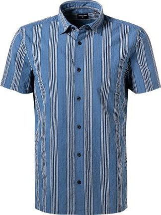 Strellson Herren Kurzarmhemd blau Baumwoll-Stretch