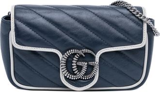 Gucci Hobo Bags - Super Mini GG Marmont Matelasse Leather Torchon Fl - Gr. unisize - in Blau - f&uuml;r Damen