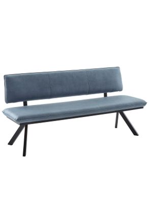Cantus Sitzbank, Schwarz, Hellblau, Metall, Textil, 3-Sitzer, 160x86x60 cm, Fu&szlig;auswahl, Stoffauswahl, Typenauswahl, mit R&uuml;ckenlehne, in verschiedenen Gr&ouml;&szlig;en 