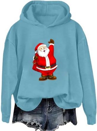 Generic HUIFUAO Sweat à capuche de Noël pour femme - Sweat de Noël amusant - Tenue de Noël surdimensionnée - Haut à manches longues - Pull tendance - Cadeau i
