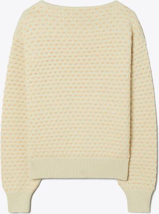 Tory Burch Wollpullover mit Raffiabast-Stickerei