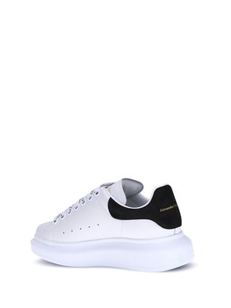 Alexander McQueen Womens Leather Sneakers White-Black Trainers White/black