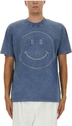 Moschino T-shirt Smiley clout&eacute; - Homme - Tops - Bleu - Taille: M
