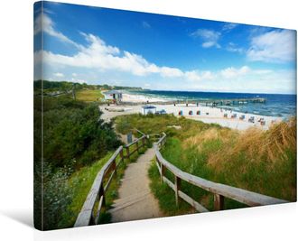 Calvendo Premium Textil-Leinwand 45 x 30 cm Quer-Format Blick auf die Ostsee vom Schmiedeberg in Rerik | Wandbild, HD-Bild auf Keilrahmen, Fertigbild auf hochw