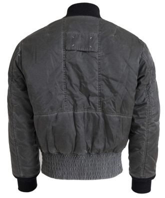 Maison Margiela Mens Gray Bomber Zipper Pocket Sleeves Jacket Nylon Clothing