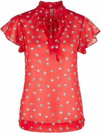 s.Oliver R&uuml;schenbluse mit Stehkragen - - Blouses & Shirts - Damen - Rot - M