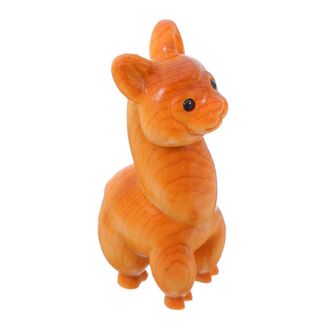 Cabilock Holz Geschnitzte Alpaka Statue Kleine Tier Deko Handgefertigt Alpaka Aus Holz Miniatur Figur F&uuml;r Schreibtisch Tisch Dekoration Tierstatuen Dekor