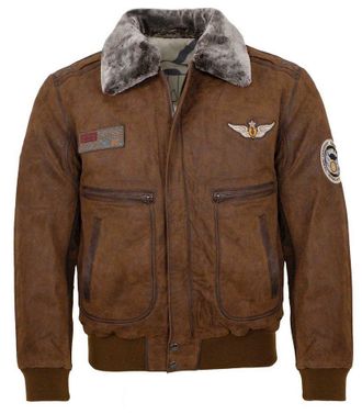 Maddox Lederjacke Laslo Maddox - Herren Lederjacke Fliegerjacke Lammnubuk whisky
