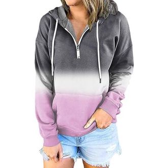 Generic Sweat &agrave; capuche d&eacute;contract&eacute; &agrave; manches longues pour femme, Gris rose clair, XXL
