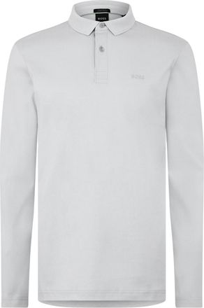 HUGO BOSS Pirol Poloshirt f&uuml;r Herren, Lang&auml;rmlig (Hellgrau)