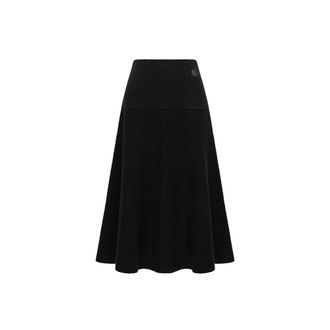Moncler Moncler Boucl&eacute; Wool Blend Midi Skirt, Women, Black, Size: Xs