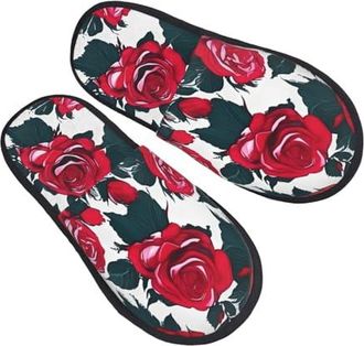 Generic Pantoufles En Feutre Image De Roses Lavables Pantoufles Doux Chaussons Invit&eacute;s Pour Automne H&ocirc;tel Chambre M