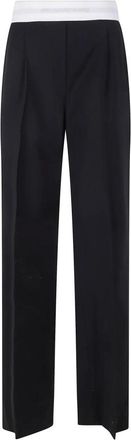 Alexander Wang Femme, Pantalons, Noir, Taille: 36 FR Logo Waistband Wide Leg Pantalons