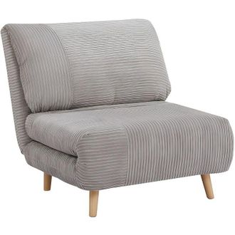Vente-Unique Vente-Unique - Fauteuil convertible en velours c&ocirc;tel&eacute; gris clair - 1 place - M&eacute;canisme de conversion facile - Dossier inclinable 3 positions
