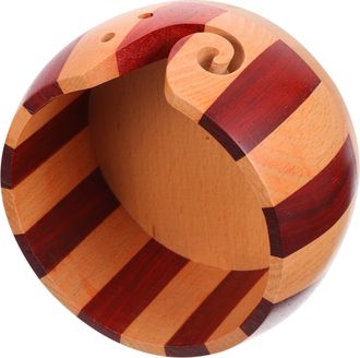 Pretyzoom Holz Garnschale Rund mit Anti verhedderungskurve Glatte Oberfl&auml;che f&uuml;r Nadeln Dekorativer Wollhalter f&uuml;r Stricken und H&auml;keln Praktische Wollaufbewahru