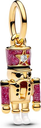 Pandora Moments Beweglicher Nussknacker Charm-Anhänger mit 14K vergoldeter Metalllegierung und Zirkonia, Kompatibel ME und Moments, 763583C01