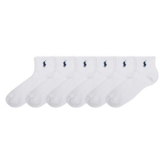 Ralph Lauren Damen Performance Baumwoll-knöchelsocken - 6 Paar - Atmungsaktives Mesh und Sportdämpfung Cushion Quarter, Weiss/opulenter Garten, 36.5-43 EU (6er Pac