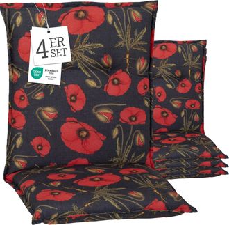 Beo Turin Niedriglehner Gartenstuhlauflagen | 4er Set Sitzkissen Outdoor | Waschbar | Made in EU | Öko-Tex Standard | Atmungsaktiv | UV-beständig | 8 cm D