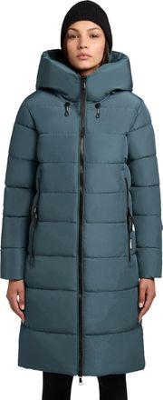 Khujo Damen Langer Wintermantel warmer Steppmantel mit gro&szlig;er Kapuze Jilias5-YM Dim Blue Gr. L