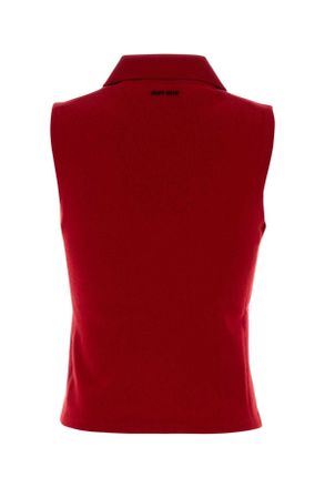 Miu Miu Womens Reed Polo Shirt Red