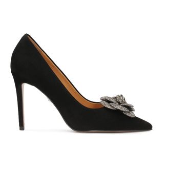 Kazar Schwarze Wildlederpumps mit gl&auml;nzender Blume - - Shoes - Damen - Schwarzk - 36 EU