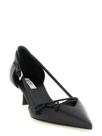 Prada Open-Side Bow Leather Heel - Black