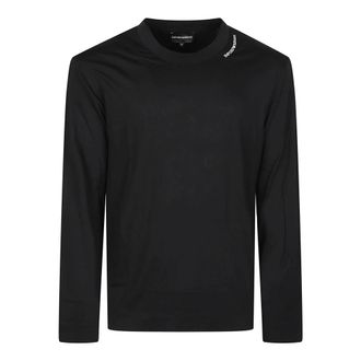 Emporio Armani Homme, Tops, Noir, Taille: XL T-shirt &agrave; manches longues avec logo brod&eacute;