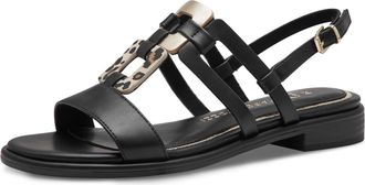 Marco Tozzi Damen Sandalen flach mit Schlie&szlig;e Sommer, Schwarz (Black/Leo), 39 EU