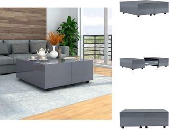vidaXL Couchtisch Hochglanz-Grau 100x100x35 cm - Couchtisch - Wohnzimmerschrank - Grau - Holzwerkstoff - Hochglanz
