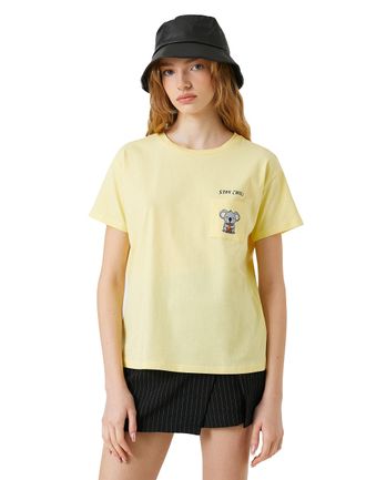 Koton Women Short Sleeve Crew Neck Printed Cotton T-Shirt