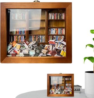 Generic Dekoration f&uuml;r Buchstapel - Miniatur-B&uuml;cherboxen, kleine Bibliothek | kleines B&uuml;cherregal, B&uuml;cherregal aus Holz, Vitrine, Anti-Stress, Geburtstagsgesc