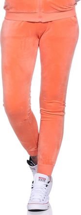 Jela London Damen Nicki Jogginghose Samt Velour Homewear, Hellorange Apricot 38 40 (L)