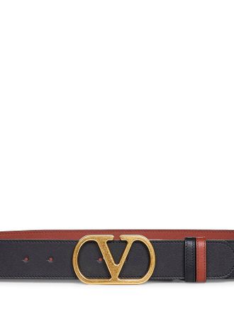 Valentino Garavani Reversible VLogo Signature Leather Belt - Black